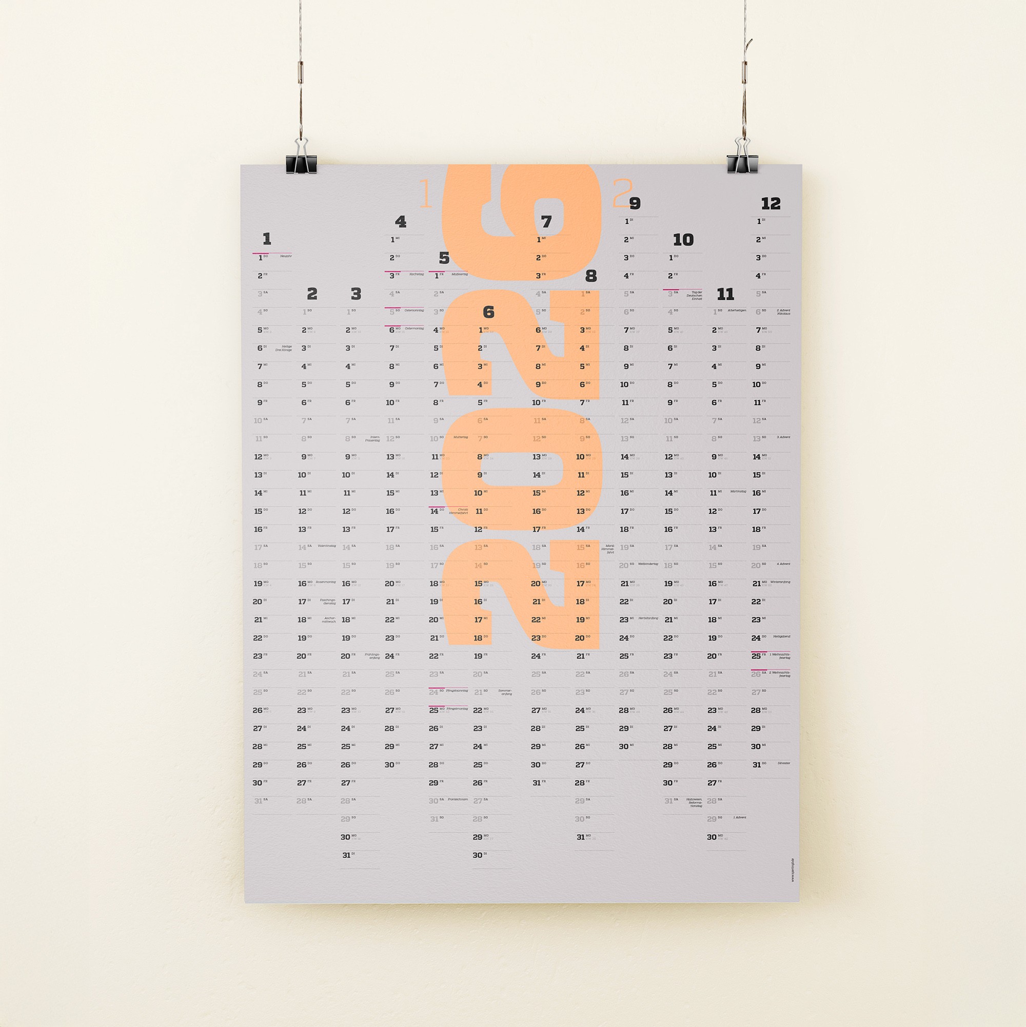 A1-Jahresplaner 2026 und 2027, 2-Jahres-Kalender, Halbjahre abtrennbar ...