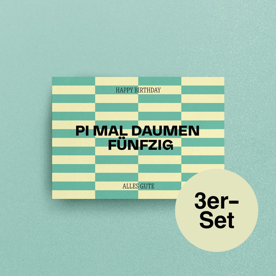 "Pi mal Daumen Fünfzig" Geburtstagskarten, A6 – studio ciao, 3er-Set ...
